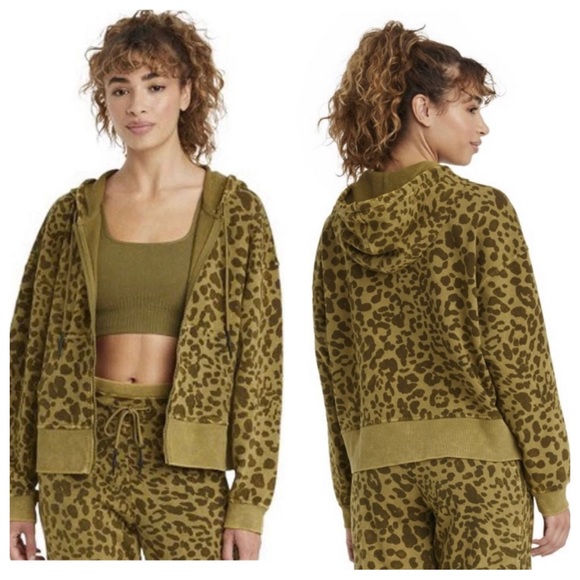 JoyLab | Tops | Joy Lab Leopard Print Full Zip French Terry Acid Wash ...